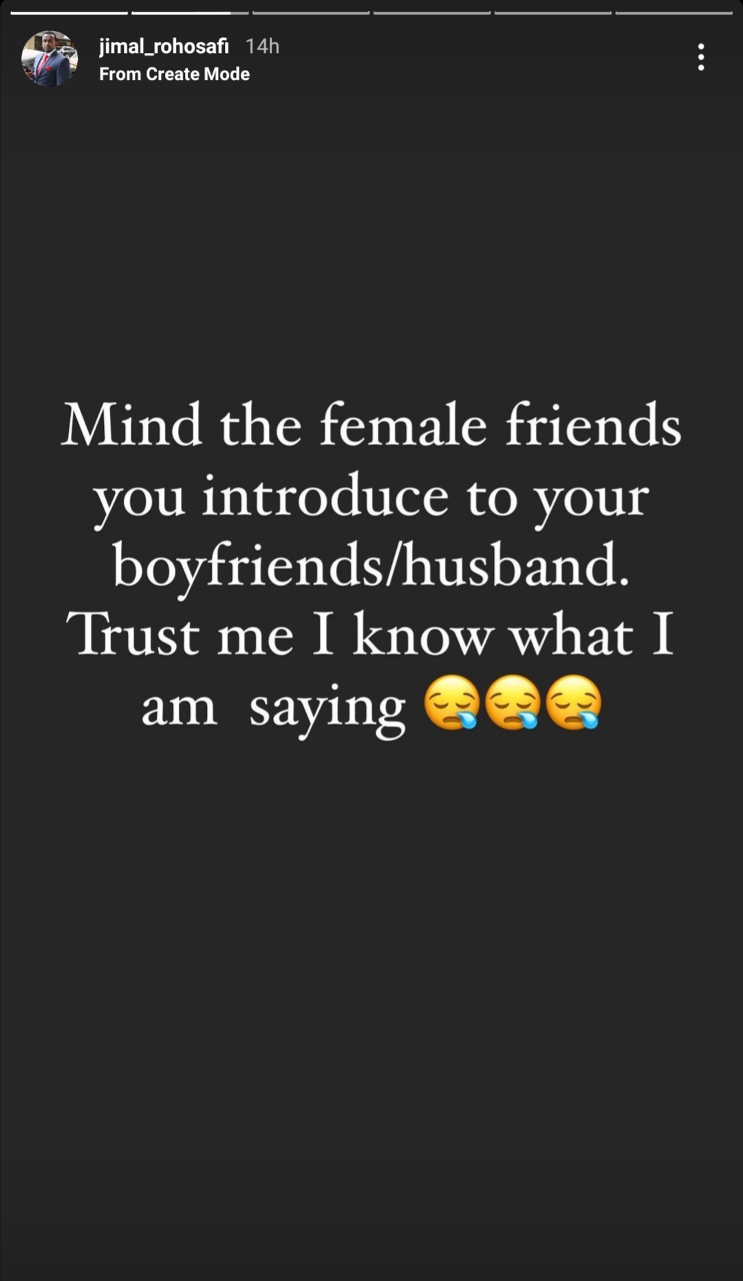 "Mind the female friends you introduce to your boyfriends": Jamal ...